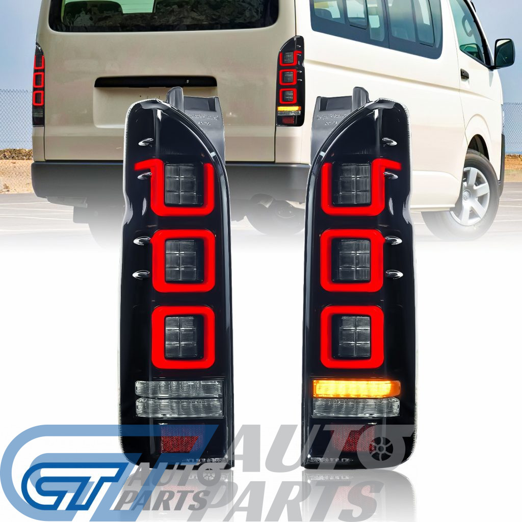 Smoke Red V3 3D Full LED Tail Lights for 04-20 Toyota Hiace Van ...