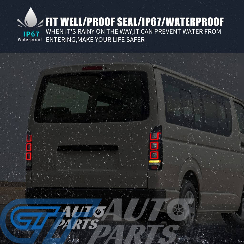 Smoke Red V3 3D Full LED Tail Lights for 04-20 Toyota Hiace Van ...