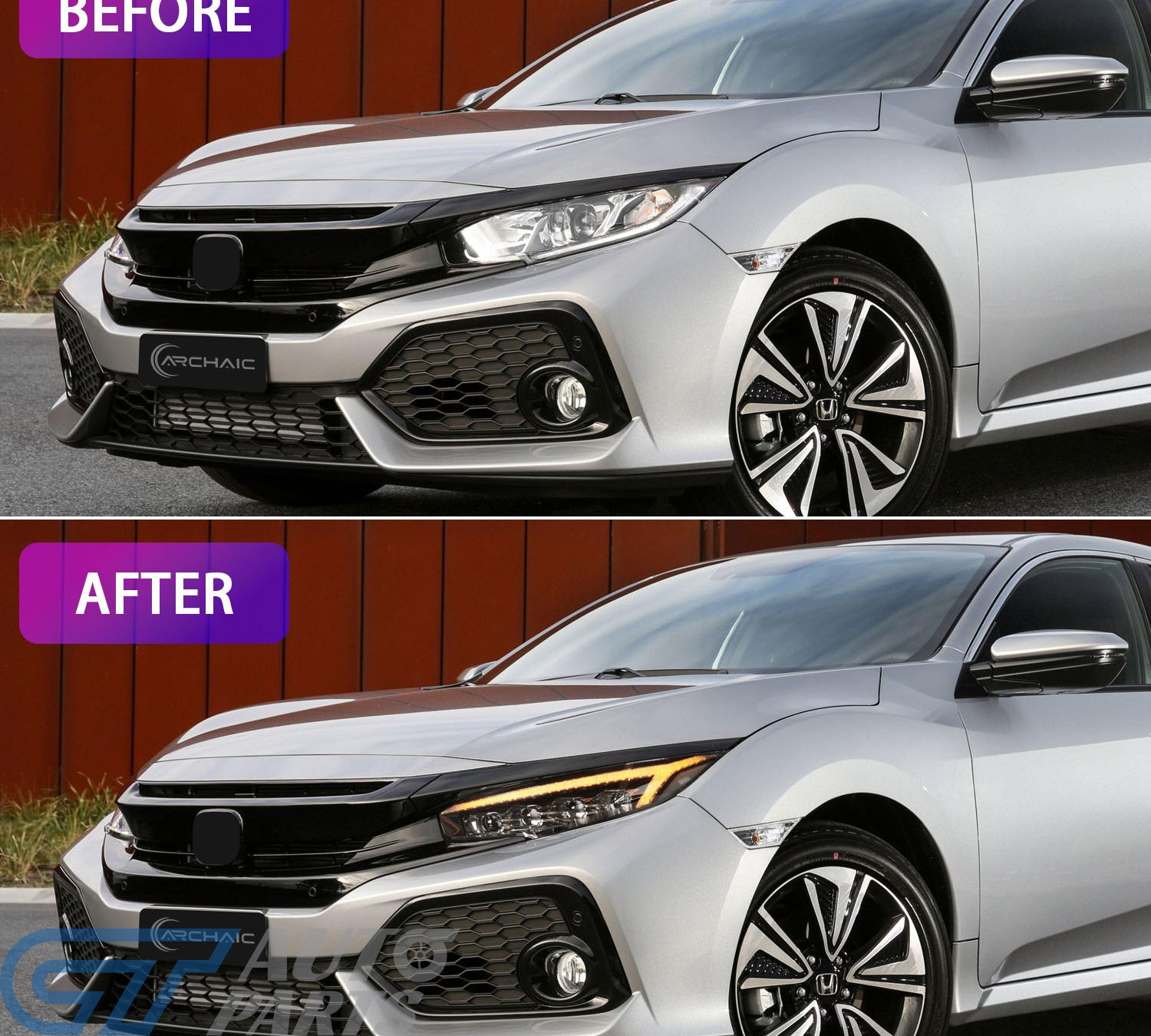 Tri-LED Projector LED Dynamic Headlights for 16-21 Honda Civic FK7 FK8 ...