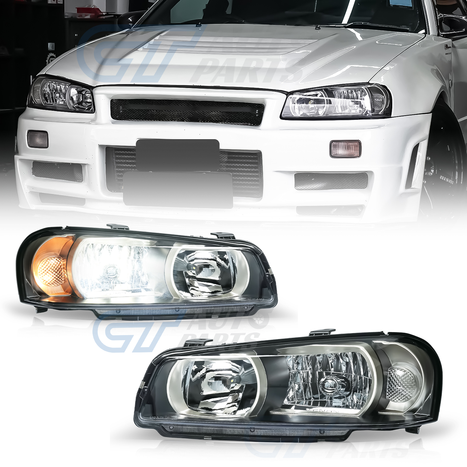 Nissan Skyline R34 GTR Headlights: Premium Quality Pair - CT AutoParts