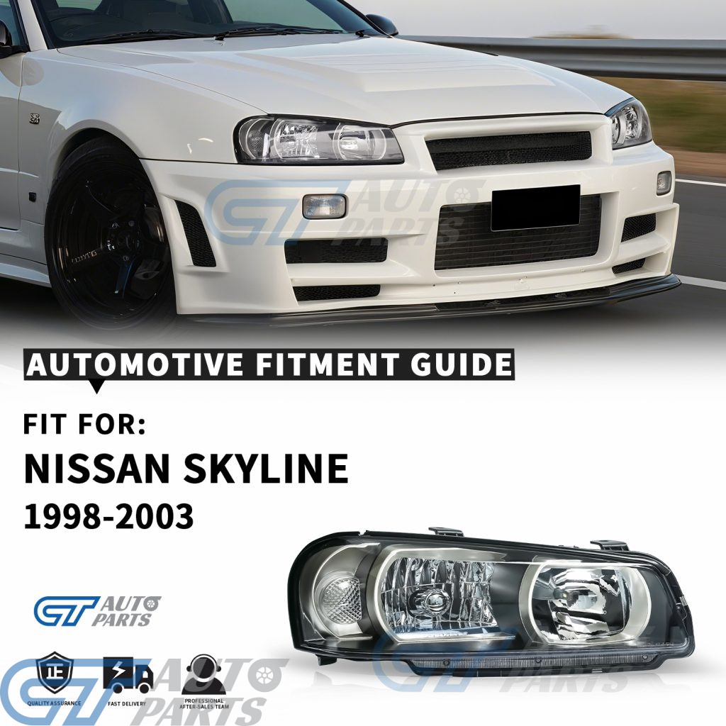 Nissan Skyline R34 GTR Headlights: Premium Quality Pair - CT AutoParts